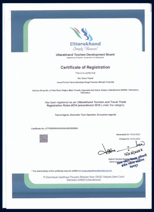 Certification & Approval Awards & Honours | Doon Travel